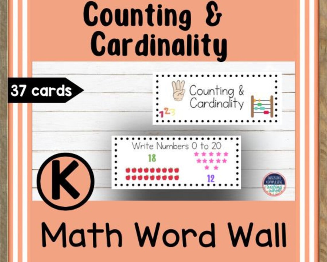 Kindergarten Math Word Wall Counting and Cardinality- Vocabulary Cards ...