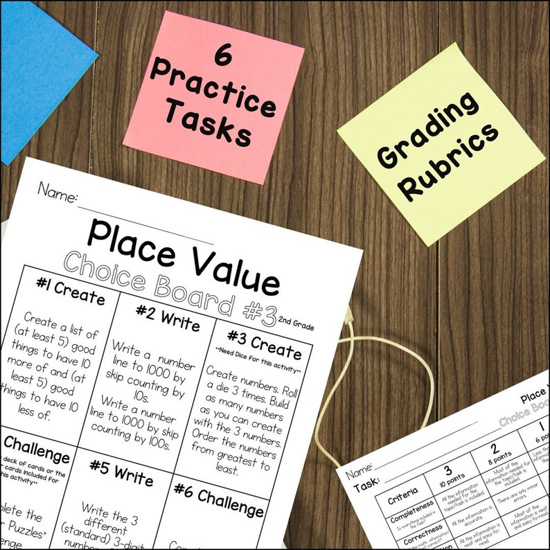 2nd Grade Math Choice Boards Place Value- Practice and Activities - Etsy