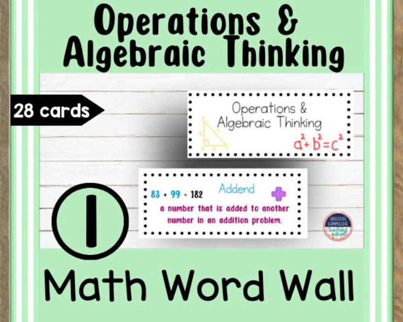 1st Grade Math Word Wall Operations and Alegbraic Thinking- Vocabulary ...