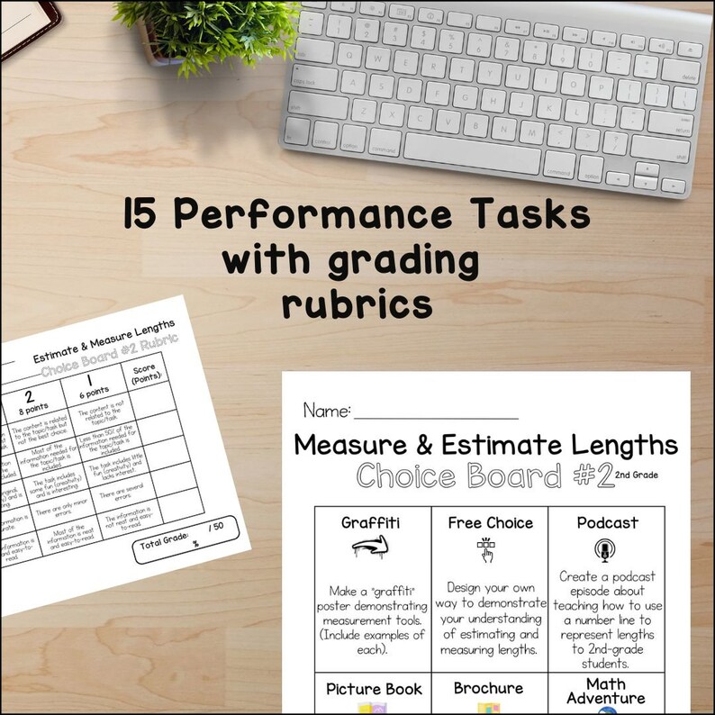 2nd Grade Math Choice Boards Estimate and Measure Lengths - Etsy