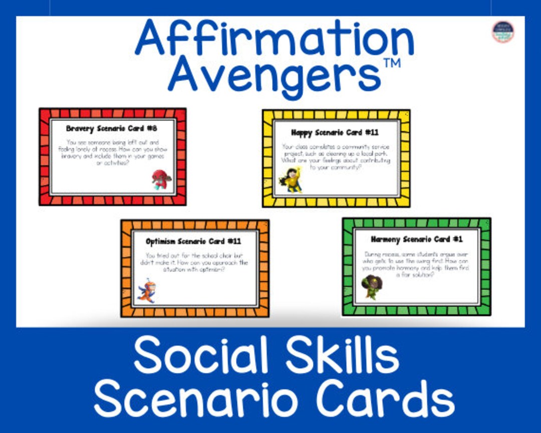 Affirmation Avengers Affirmation Scenario Discussion Cards SEL, Self ...