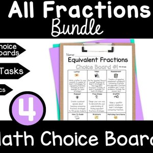 4th Grade Math Choice Boards All Fractions Bundle- Practice and ...