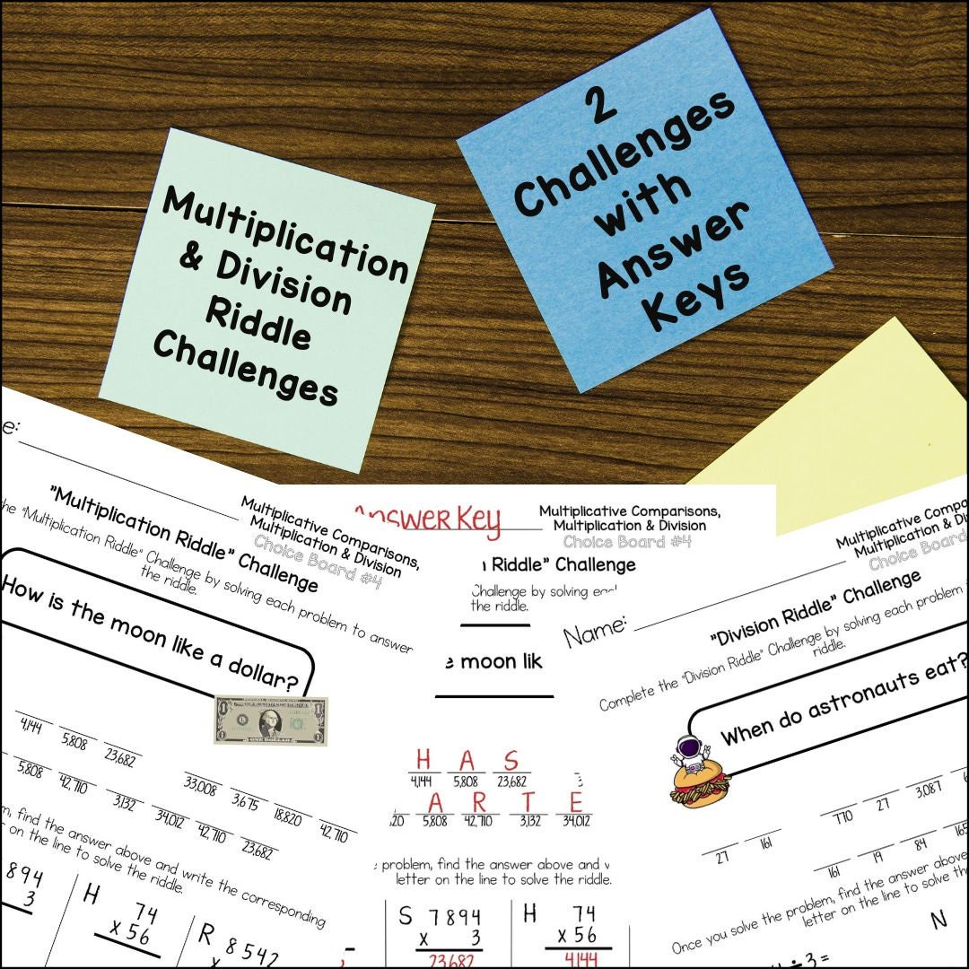 4th Math Choice Boards Multiplicative Comparisons, Multiplication, and ...
