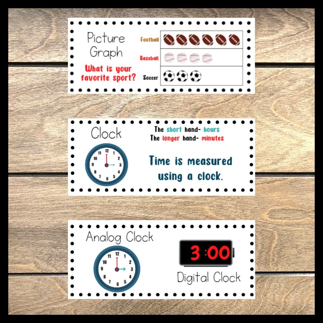 Kindergarten Math Word Wall Measurement- Vocabulary Cards - Etsy