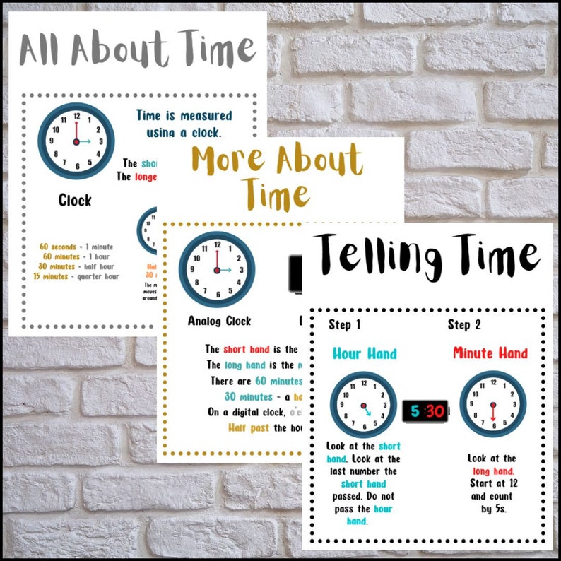 1st Grade Math Anchor Charts Measurement and Time Posters - Etsy