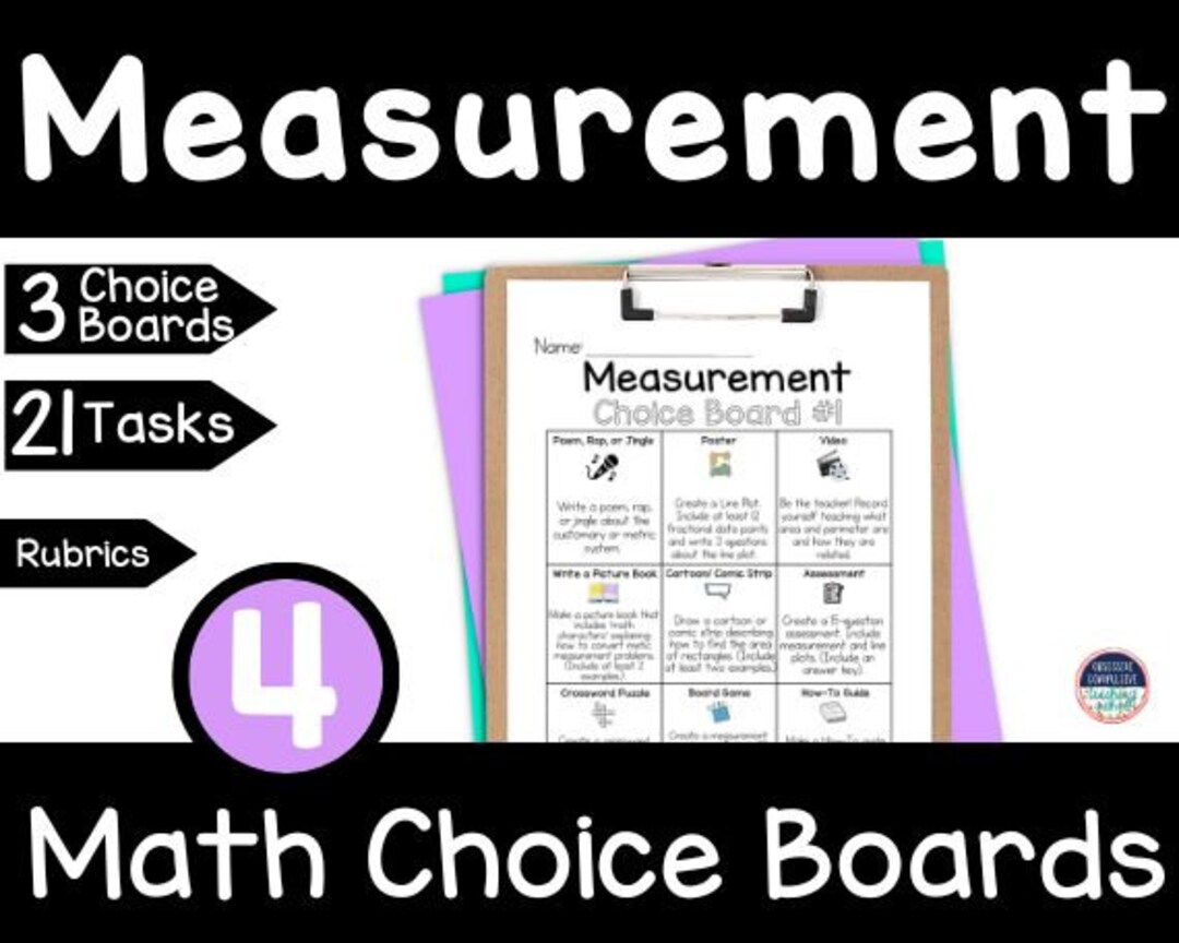 4th Grade Math Choice Boards- Measurement Practice and Activities - Etsy