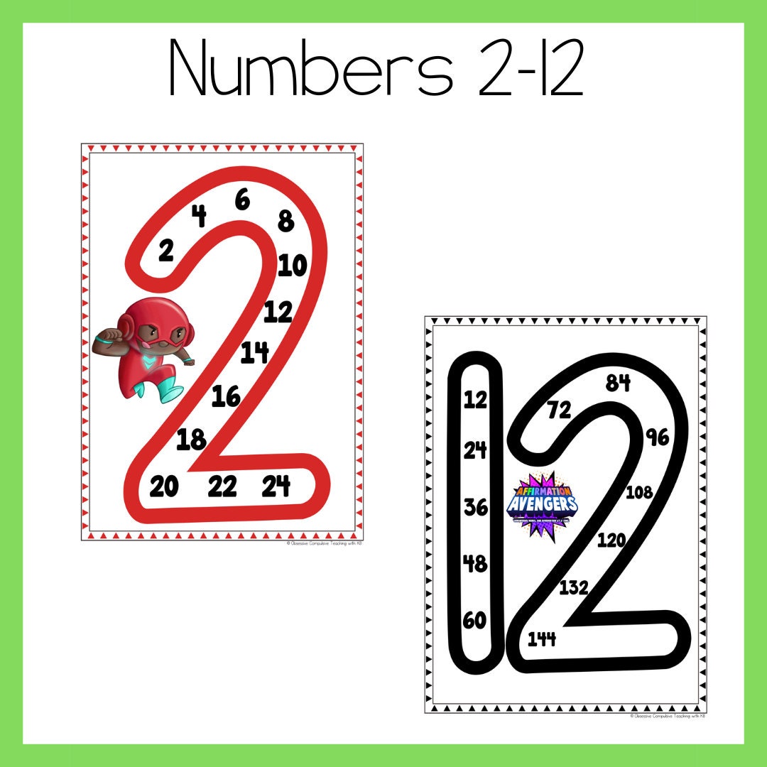 Affirmation Avengers Skip Counting & Multiples 2-12 Posters SEL, Self ...