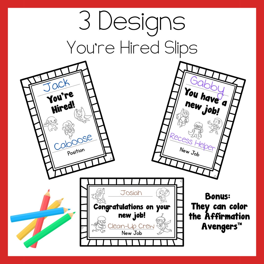 Affirmation Avengers Affirmation Class Job Set SEL, Self-esteem, & Self ...