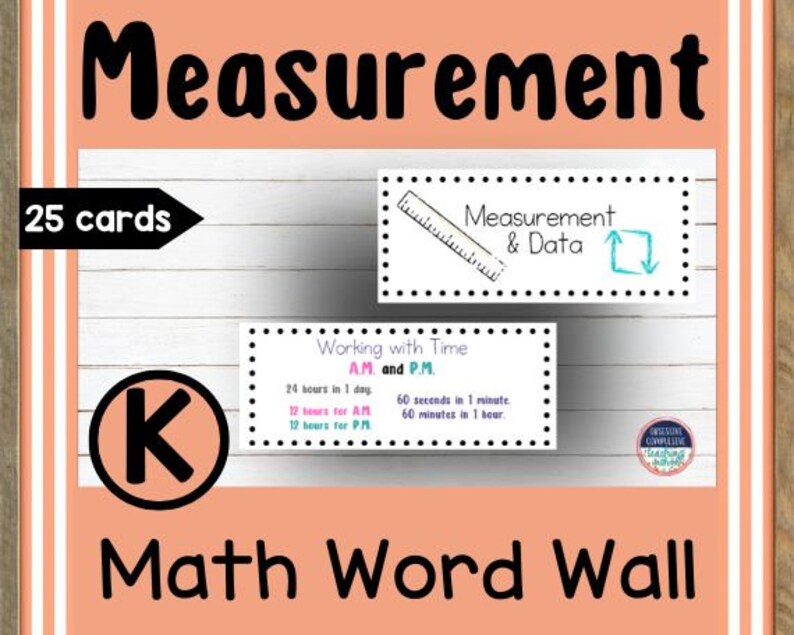 Kindergarten Math Word Wall Measurement- Vocabulary Cards - Etsy
