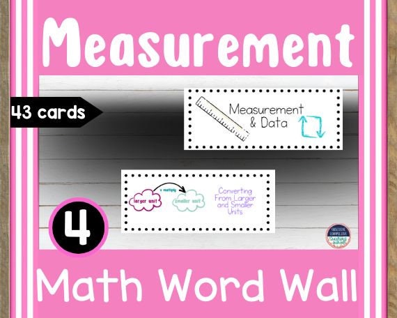 4th Grade Math Word Wall Measurement- Vocabulary Cards - Etsy
