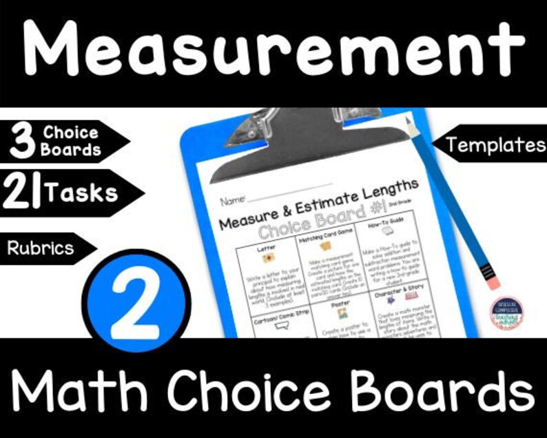 2nd Grade Math Choice Boards Estimate and Measure Lengths- Practice and ...