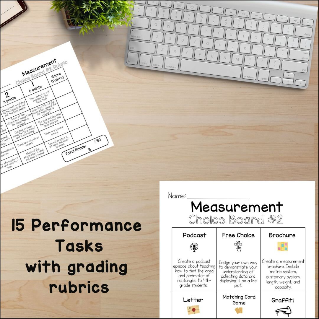 4th Grade Math Choice Boards- Measurement Practice and Activities - Etsy