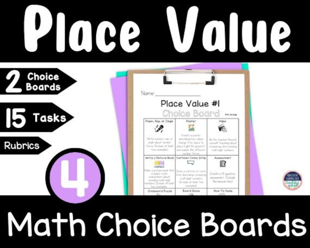 4th Grade Math Choice Boards Place Value Activities - Etsy