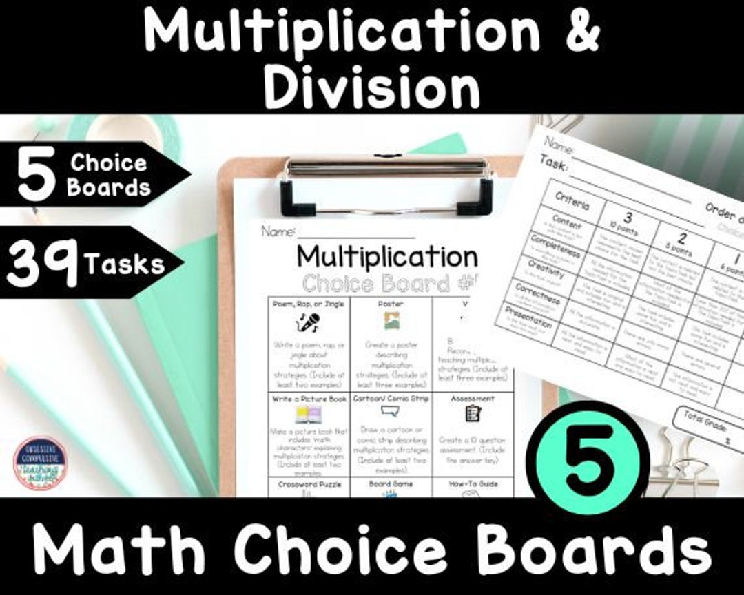 5th Grade Math Choice Boards~ Multiplication and Division - Etsy