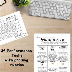 4th Grade Math Choice Boards All Fractions Bundle- Practice and ...