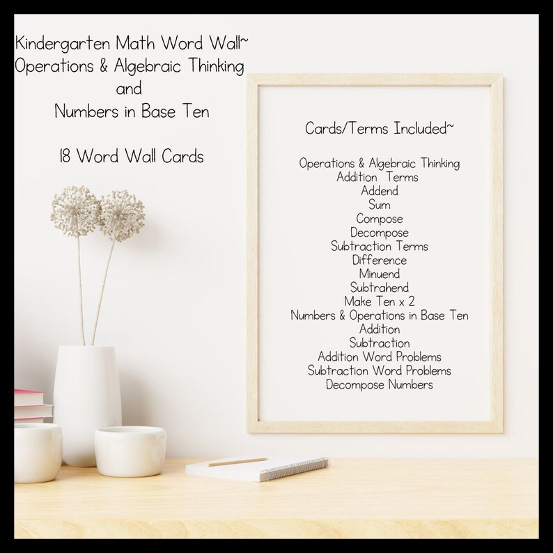 Kindergarten Math Word Wall Operations, Algebraic Thinking, and Numbers ...