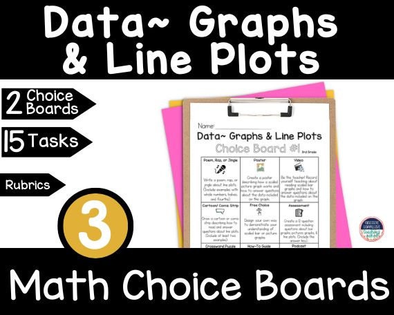 3rd Grade Math Choice Boards- Data- Graphs and Line Plots- Practice and ...
