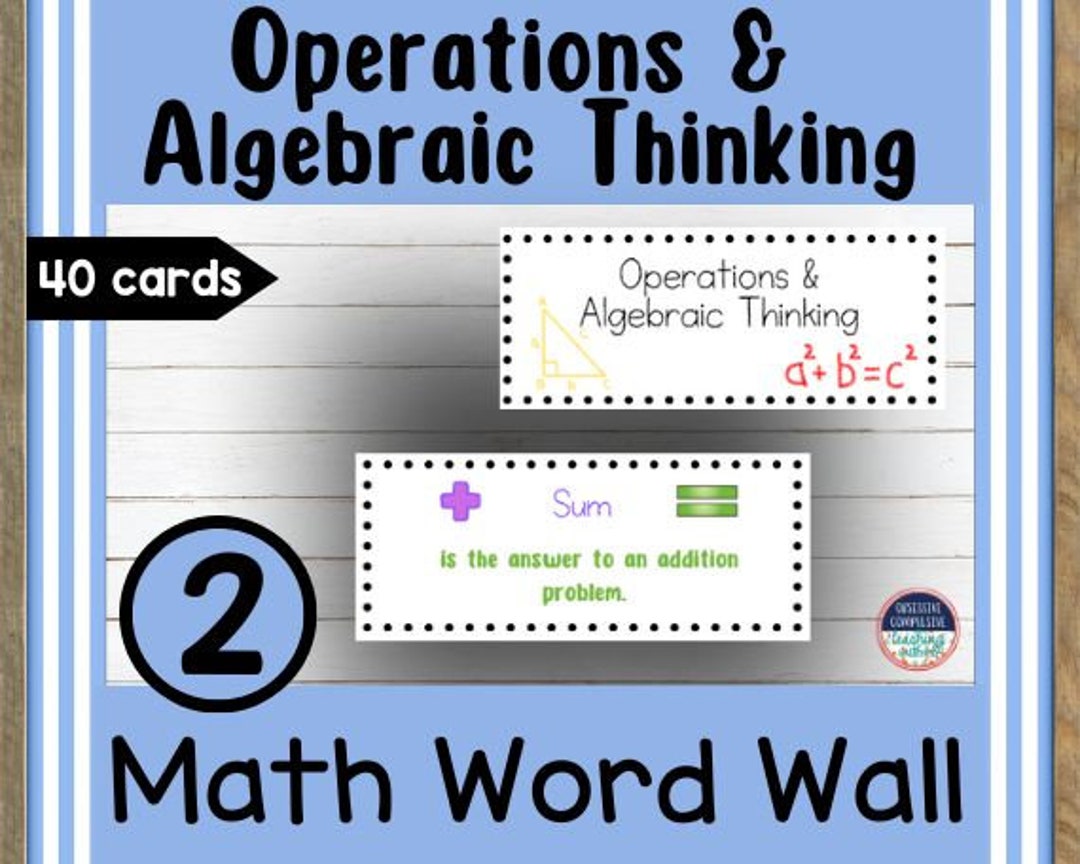 2nd Grade Math Word Wall Operations and Algebraic Thinking- Vocabulary ...