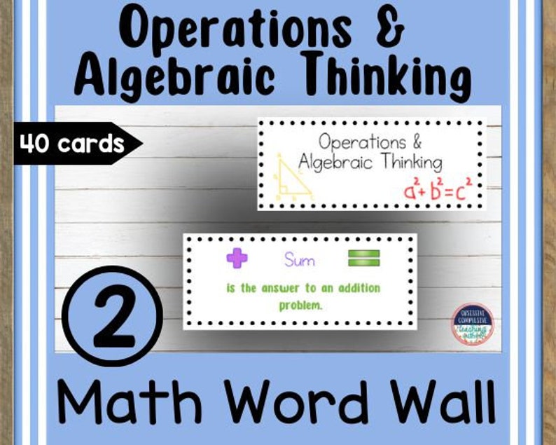2nd Grade Math Word Wall Operations and Algebraic Thinking- Vocabulary ...