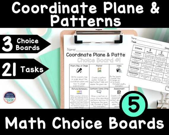 5th Grade Math Choice Boards Coordinate Plane and Patterns Activities ...