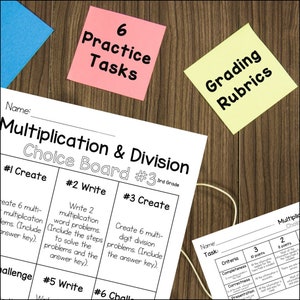 3rd Grade Math Choice Boards Multiplication and Division- Practice and ...