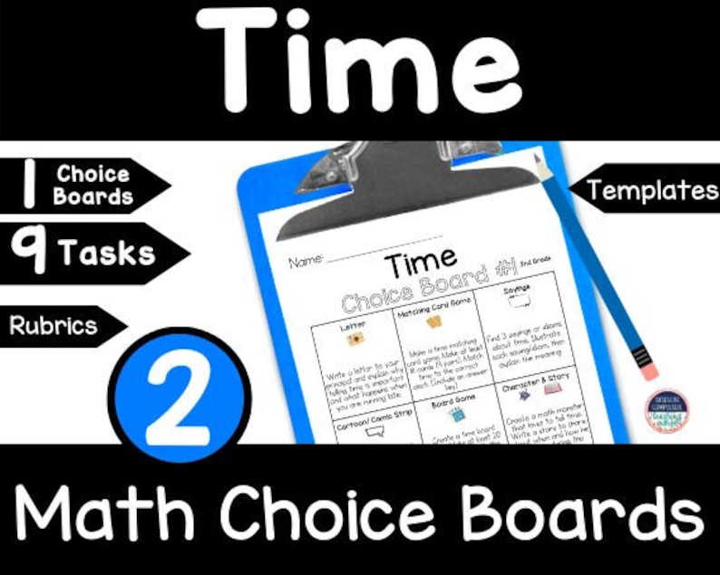 2nd Grade Math Choice Boards- Time- Practice and Activities - Etsy