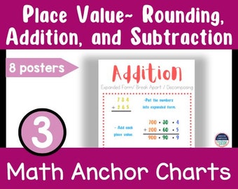 Place Value Anchor Chart and Rounding Practice Worksheets for - Etsy