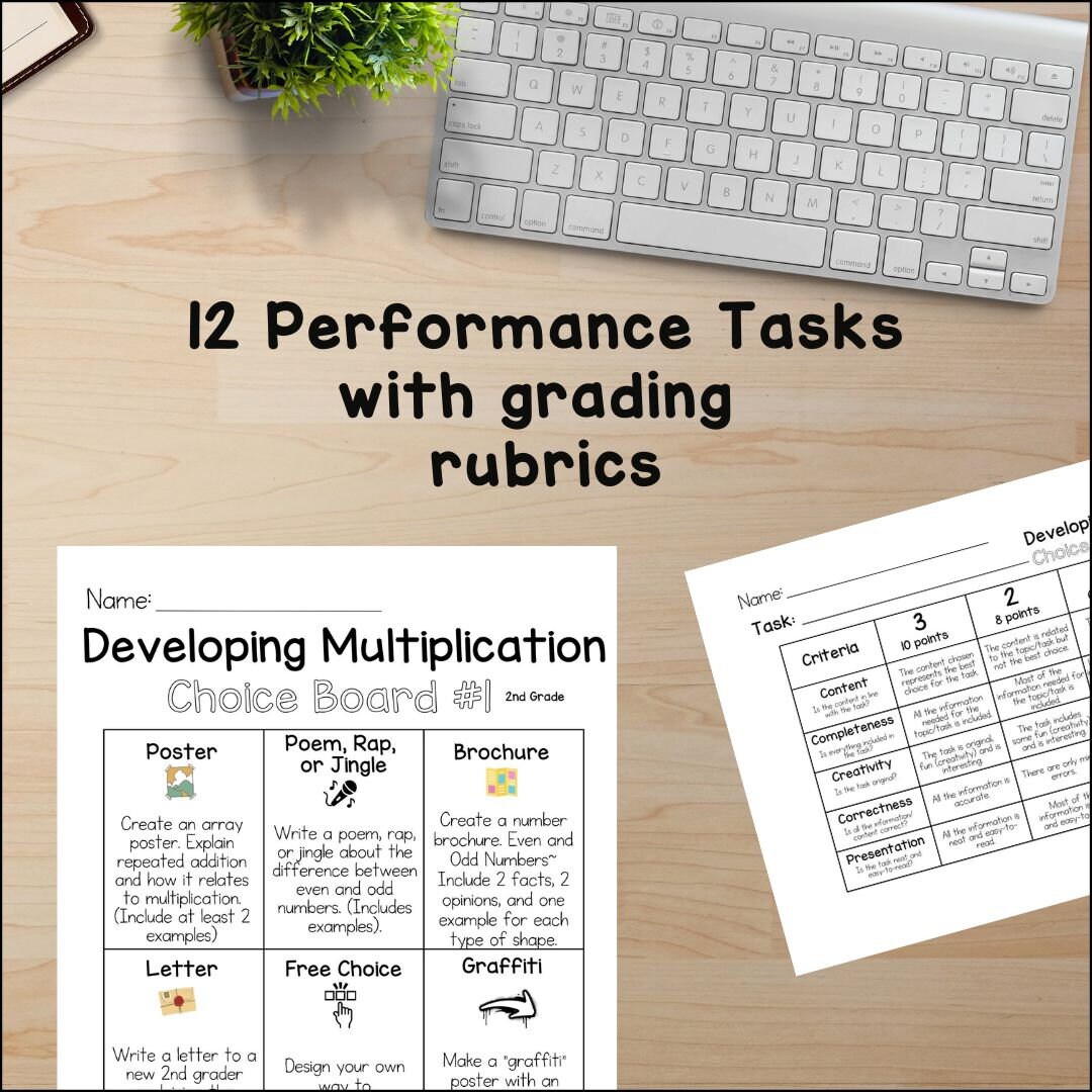 2nd Grade Math Choice Boards Developing Multiplication- Practice and ...