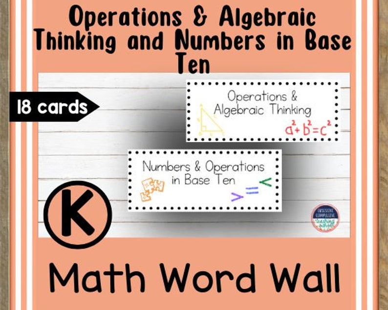 Kindergarten Math Word Wall Operations, Algebraic Thinking, and Numbers ...