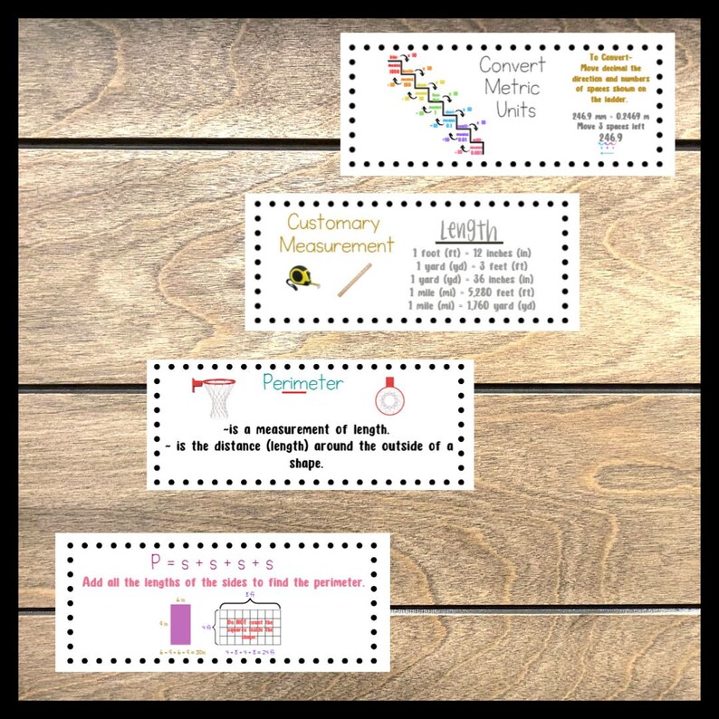 4th Grade Math Word Wall Measurement- Vocabulary Cards - Etsy