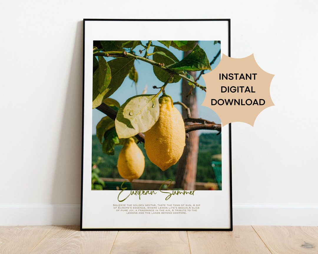 Lemon Cursive Poem European Summer Retro Photography Digital Download ...