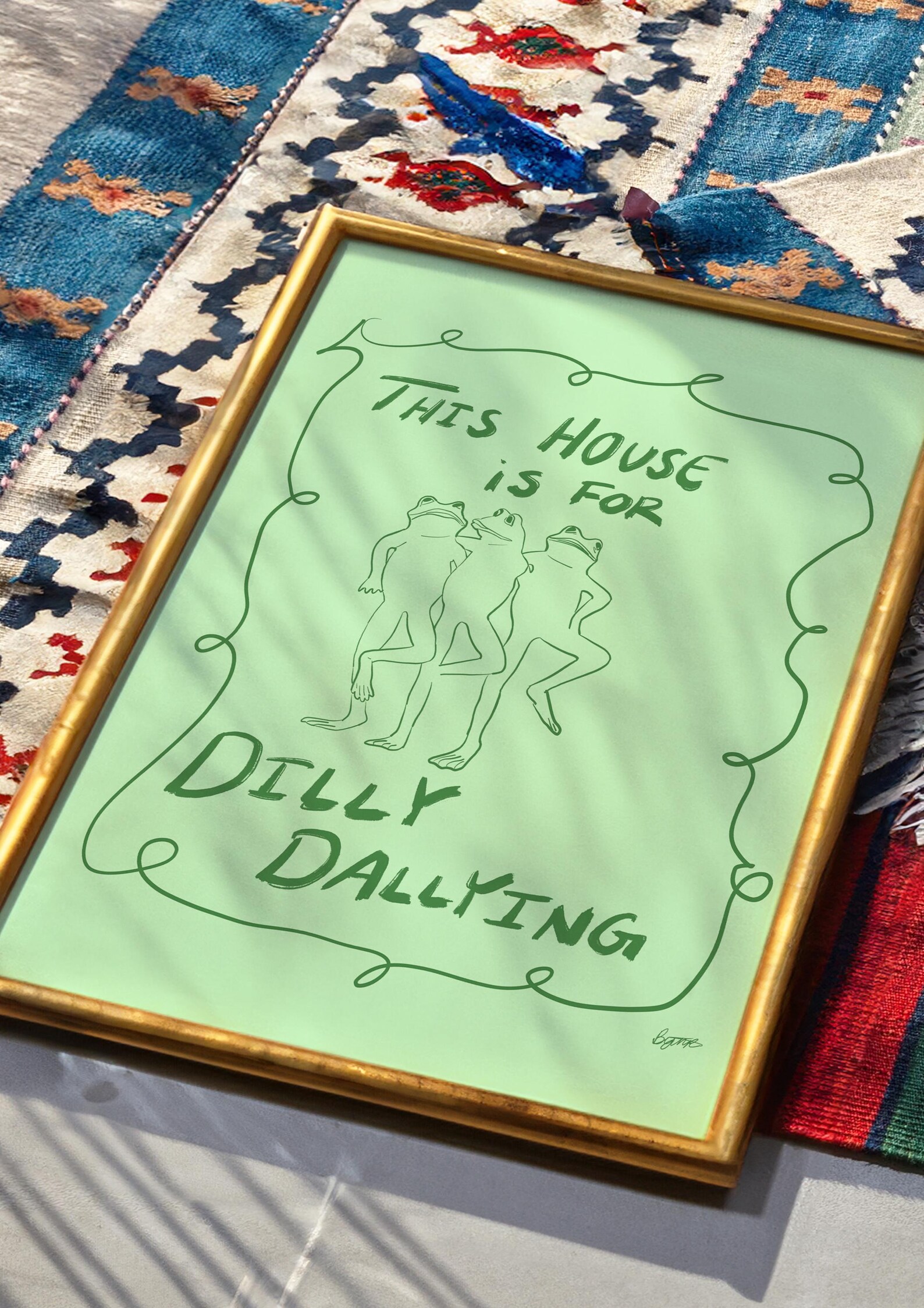 This House is for Dilly Dallying Dancing Frog Art Print Trendy Wall Art ...