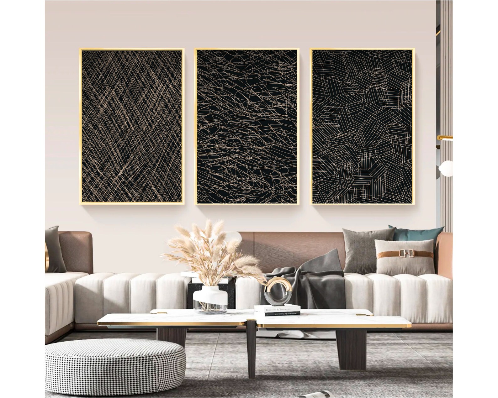 Abstract Line Art, 3 Piece Wall Art, Contemporary Art Digital Print ...