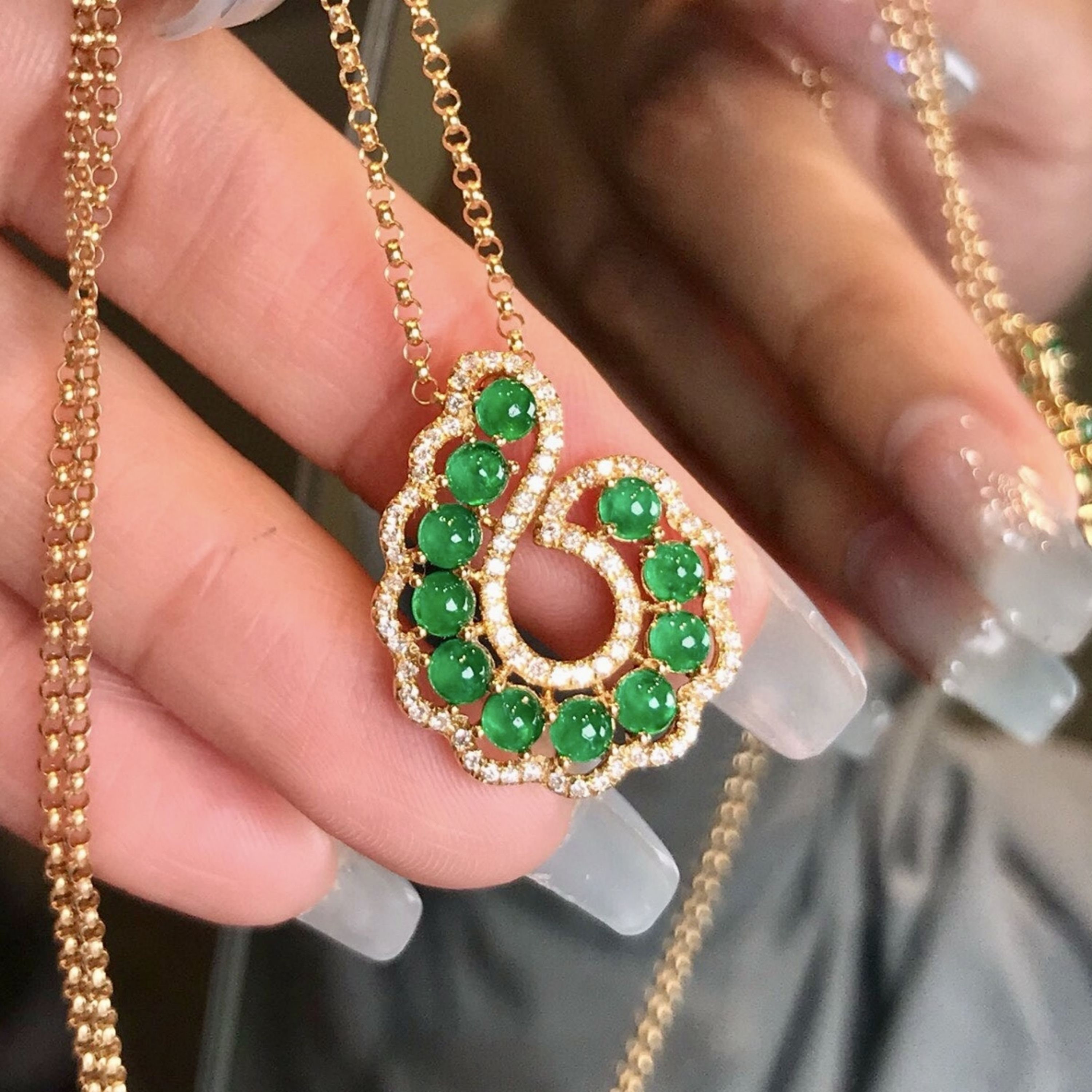 Natural Emerald Pendant/18k Solid Yellow Gold Emerald Pendant/dainty ...