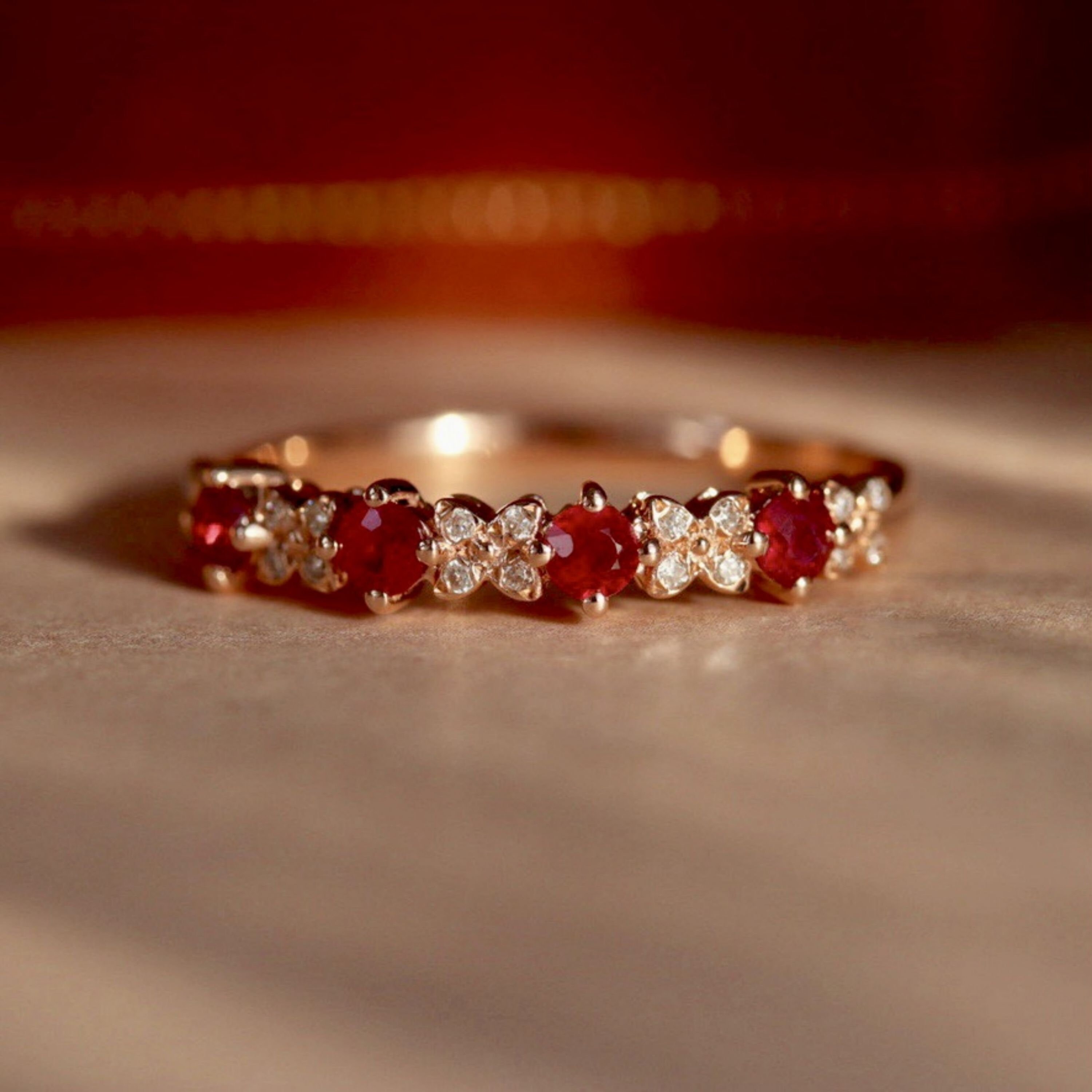 Genuine Ruby Ring/18k Solid Yellow Gold Round Cut Ruby Ring/real Ruby ...