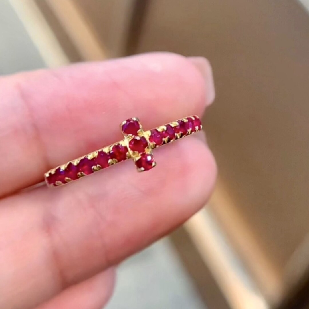 Genuine Ruby Ring/18k Solid Yellow Gold Round Cut Ruby Ring/real Ruby Engagement Ring/unique Raw ...