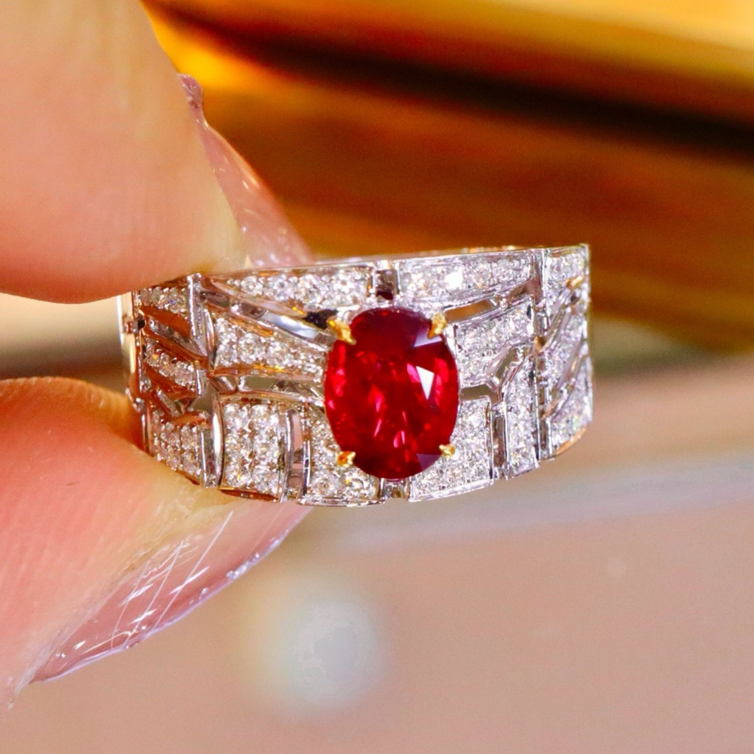 Genuine Pigeon Blood Red Ruby Ring/18k Solid Gold Oval Cut Ruby Ring ...