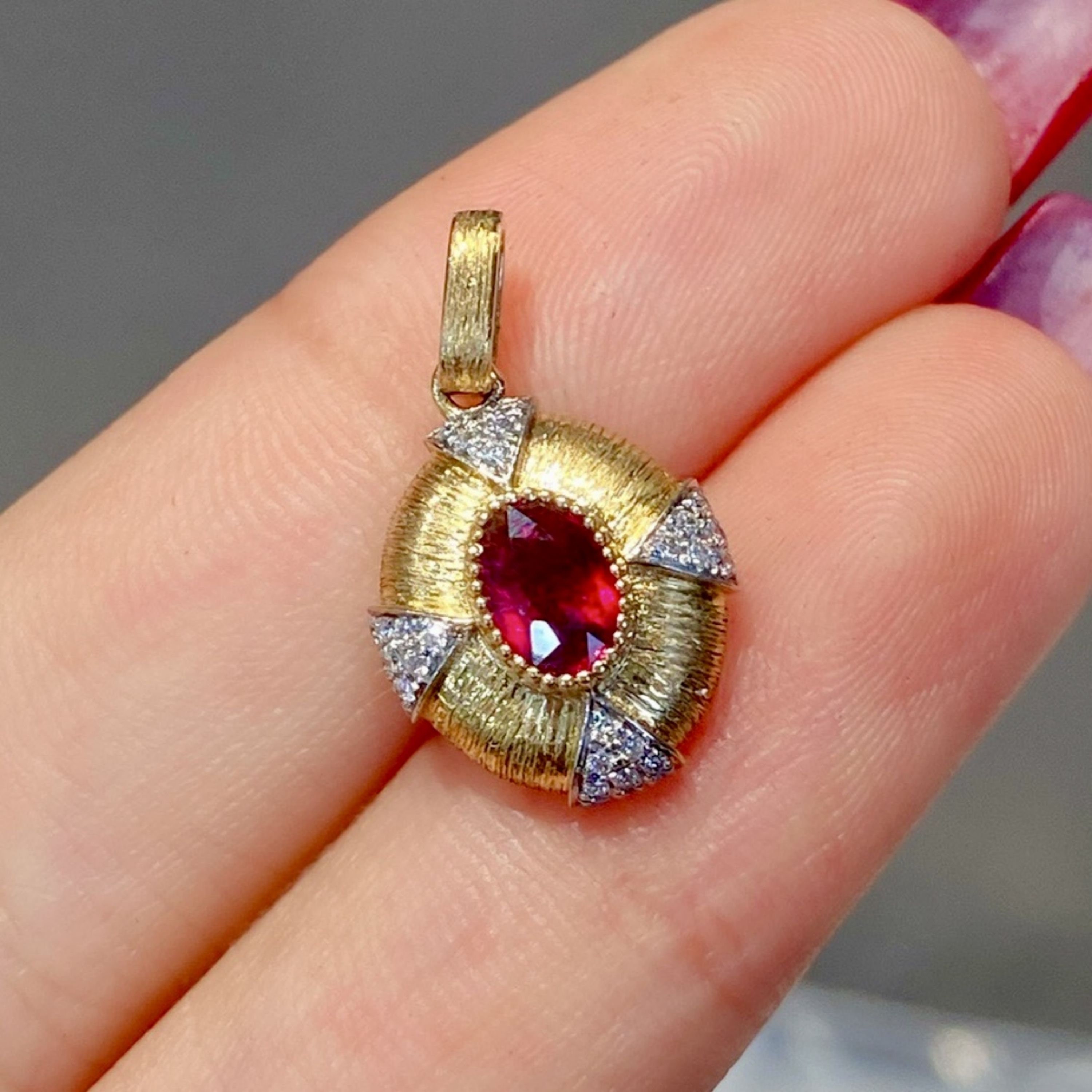 Genuine Ruby Pendant/18k Solid Yellow Gold Oval Ruby Pendant/real ...