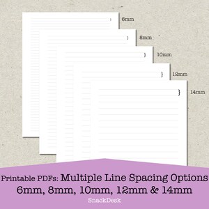 Printable Lined Paper Bundle PDF | US Letter, Half Letter, A4 A5 | Note ...