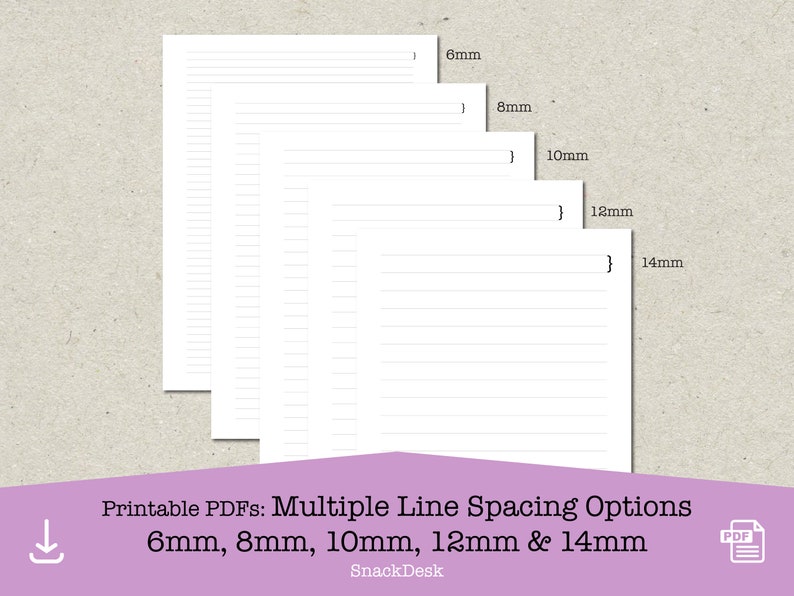 Printable Lined Paper Bundle PDF | US Letter, Half Letter, A4 A5 | Note ...
