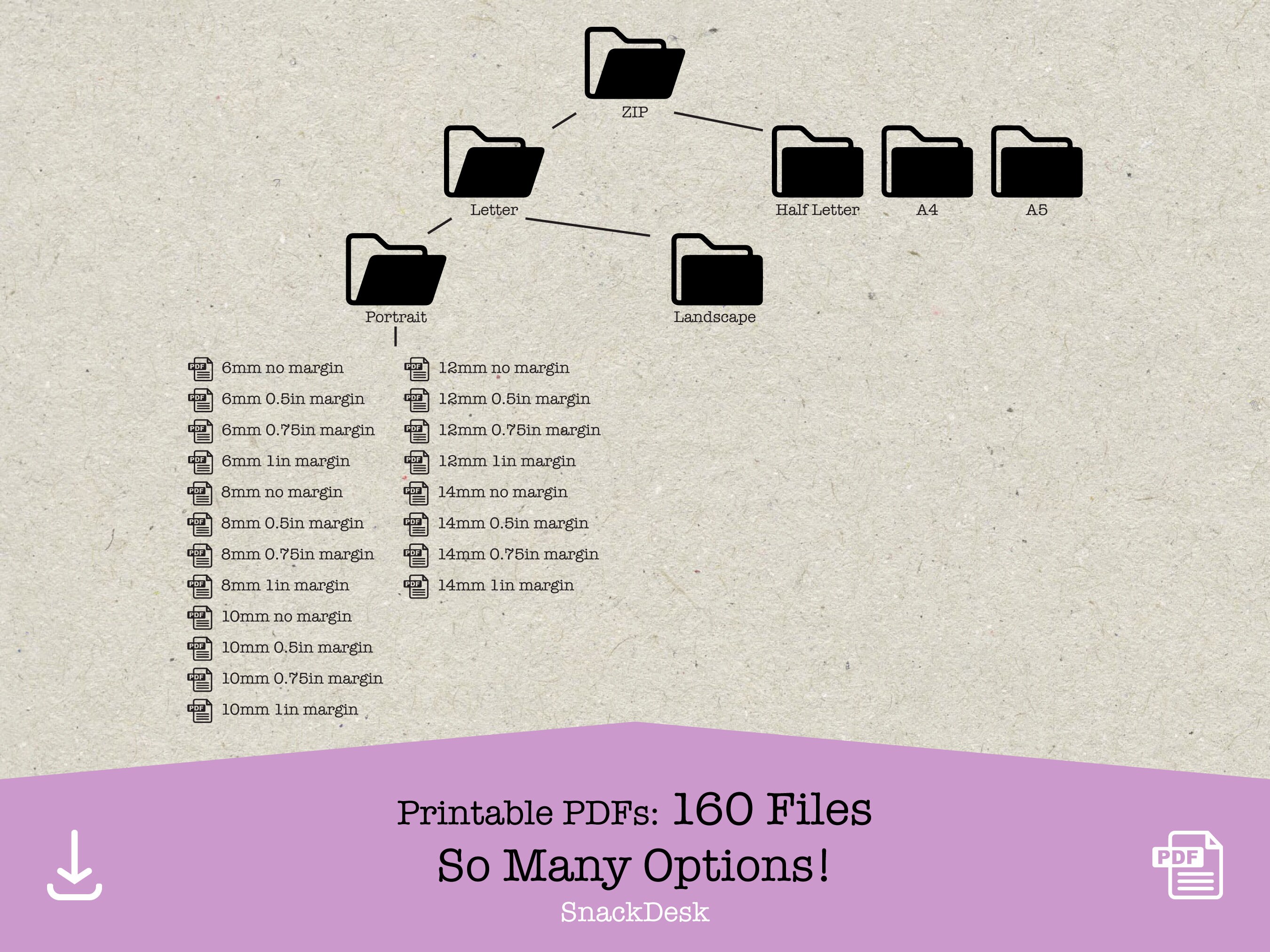 Printable Lined Paper Bundle PDF | US Letter, Half Letter, A4 A5 | Note ...