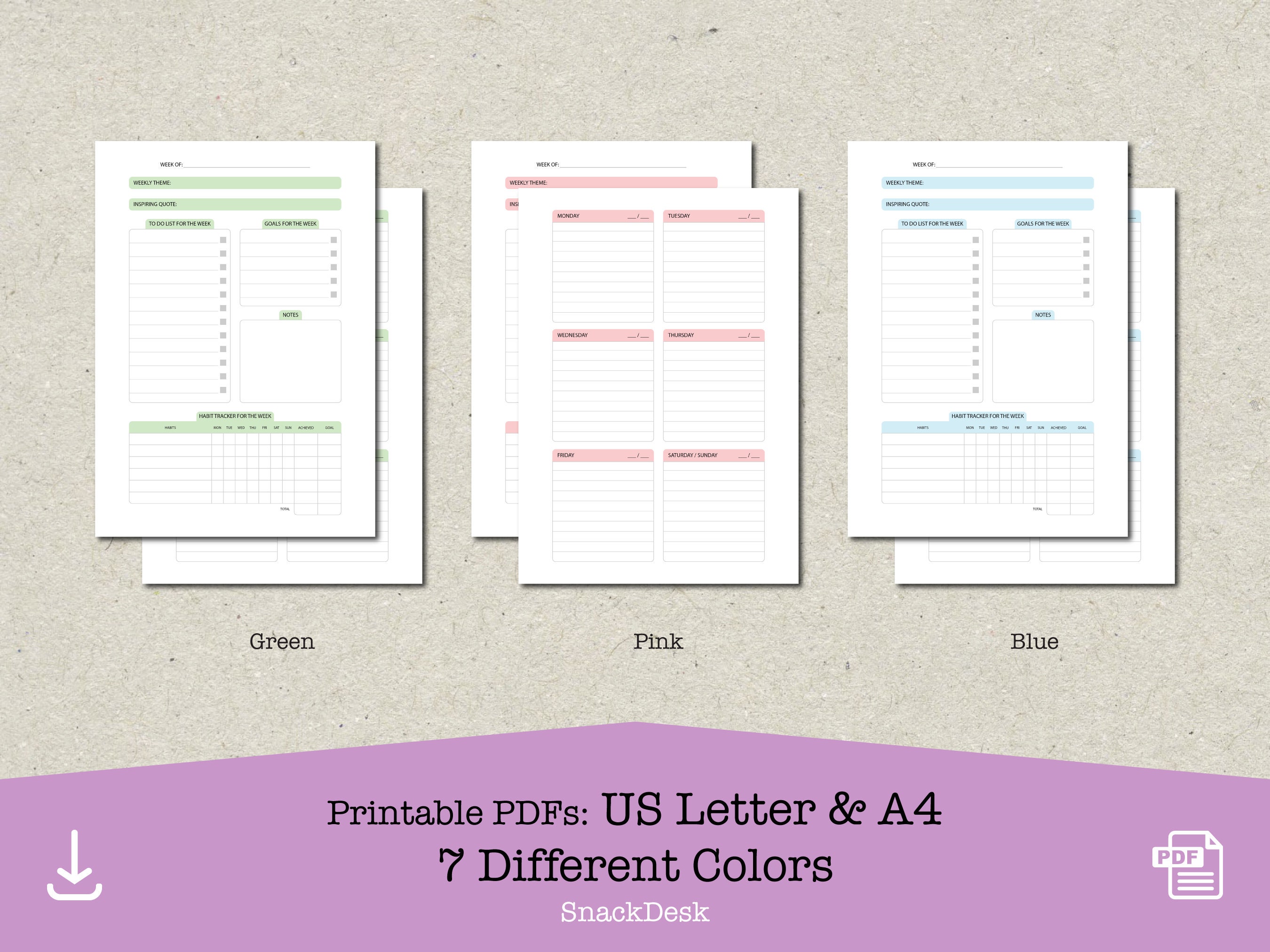 Printable Weekly Planner | PDF Planner | Instant Digital Download ...