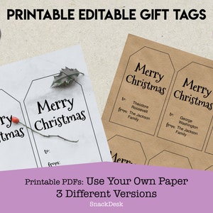 Merry Christmas Gift Tags | Editable Printable Gift Tags | Personalize ...