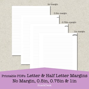 Printable Lined Paper Bundle PDF | US Letter, Half Letter, A4 A5 | Note ...