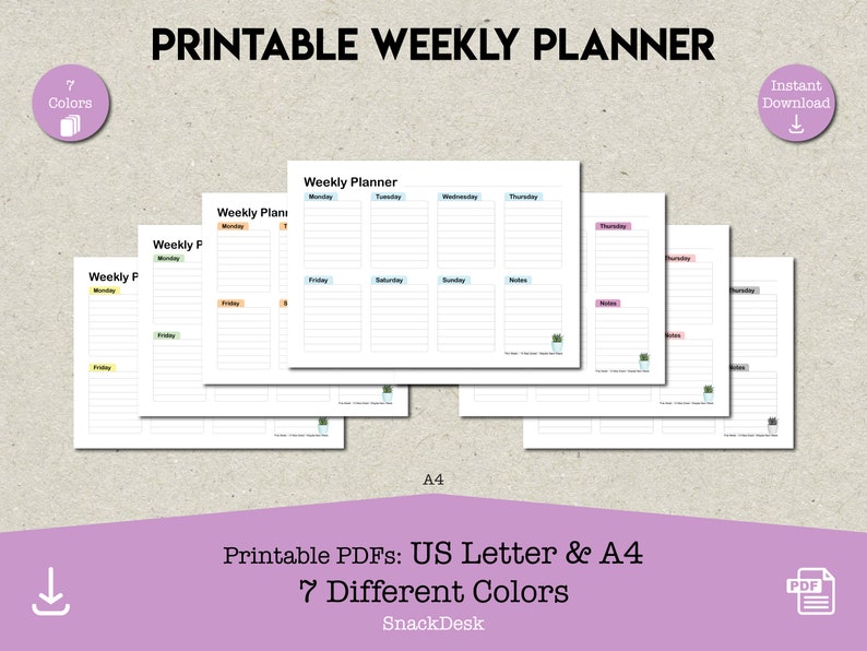 Printable Weekly Planner | Minimalist Printable Weekly Planner PDF ...