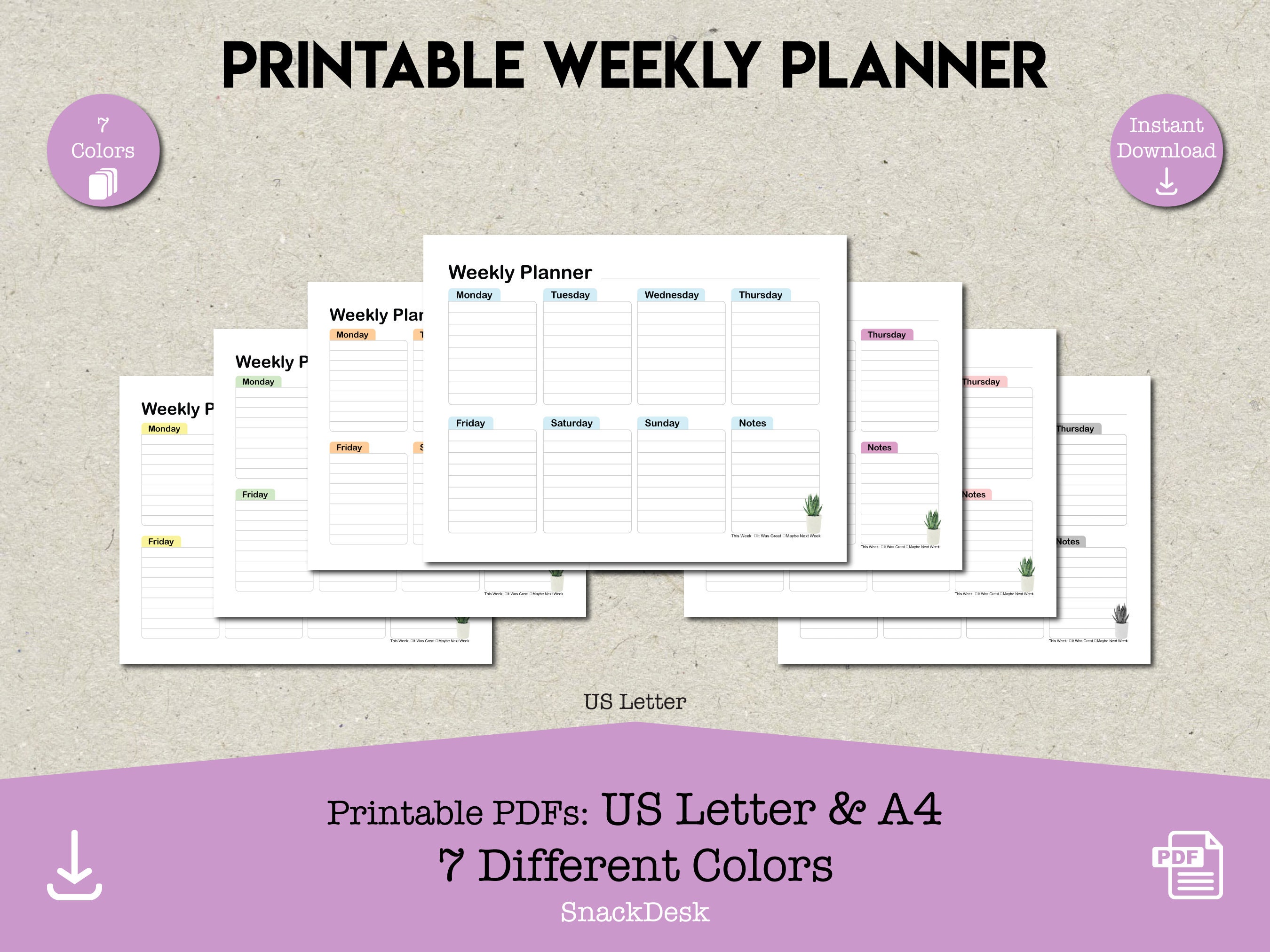 Printable Weekly Planner | Minimalist Printable Weekly Planner PDF ...