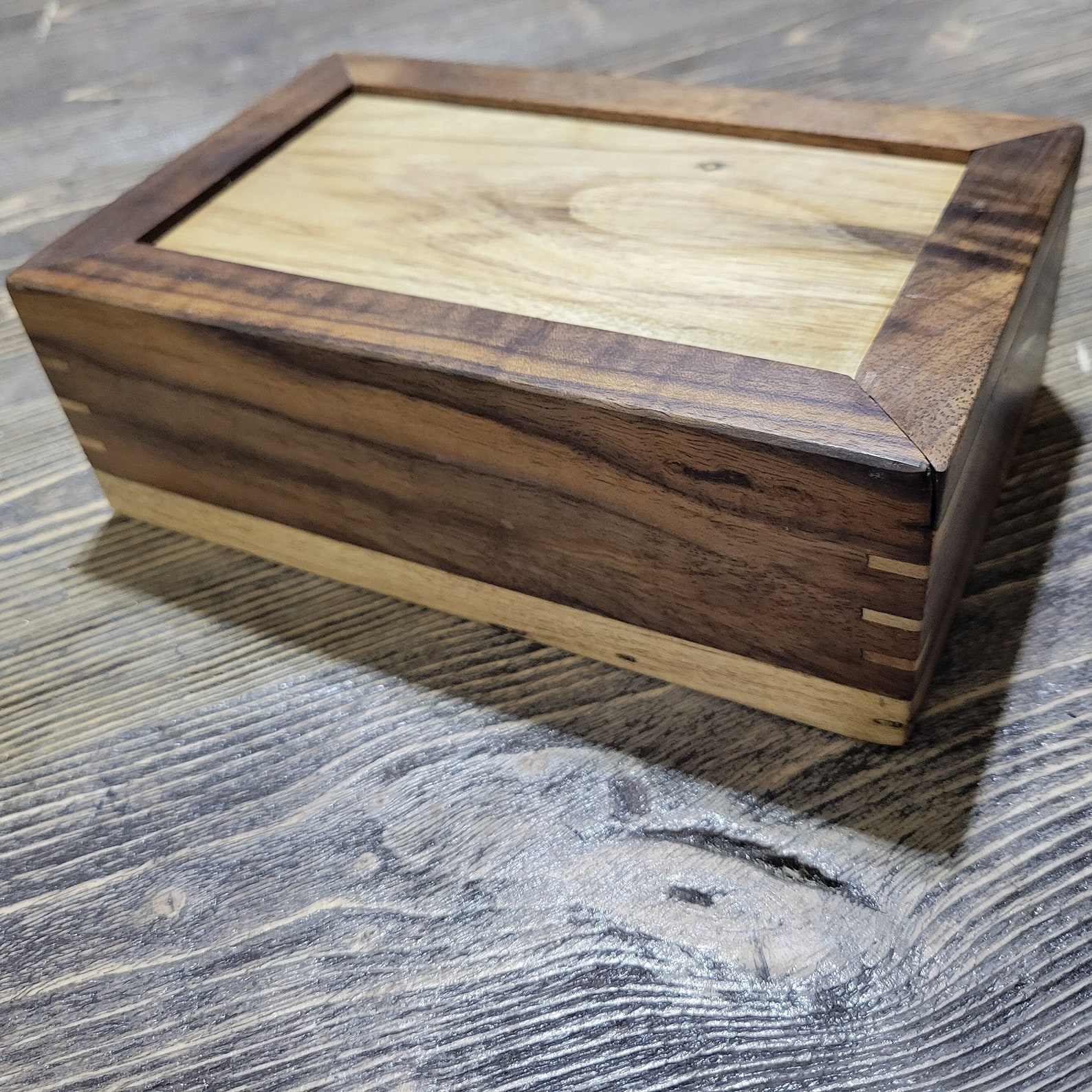 Walnut Keepsake Box Velvet Lining, Hardwood Keepsake Box With Sliding ...