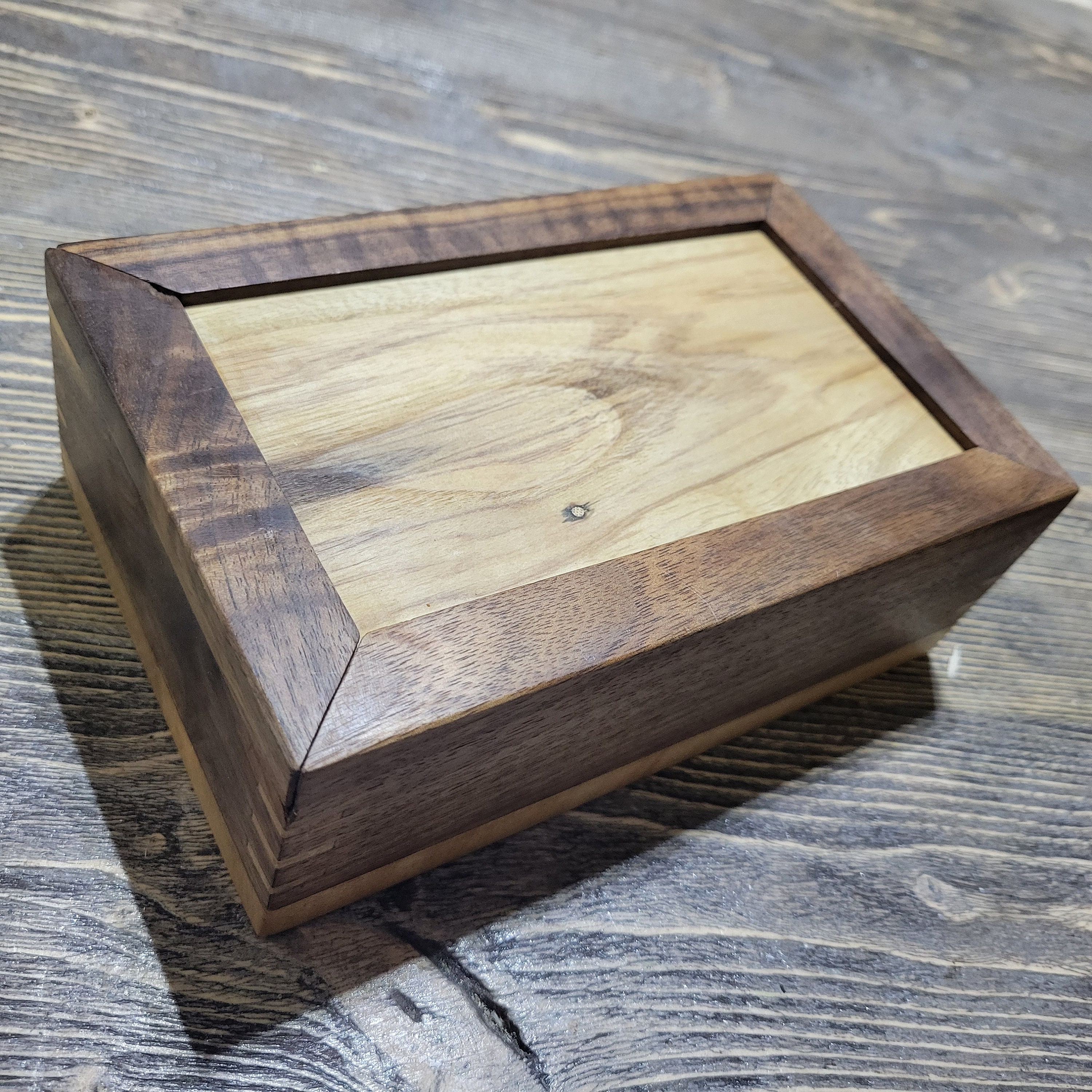 Walnut Keepsake Box Velvet Lining, Hardwood Keepsake Box With Sliding ...