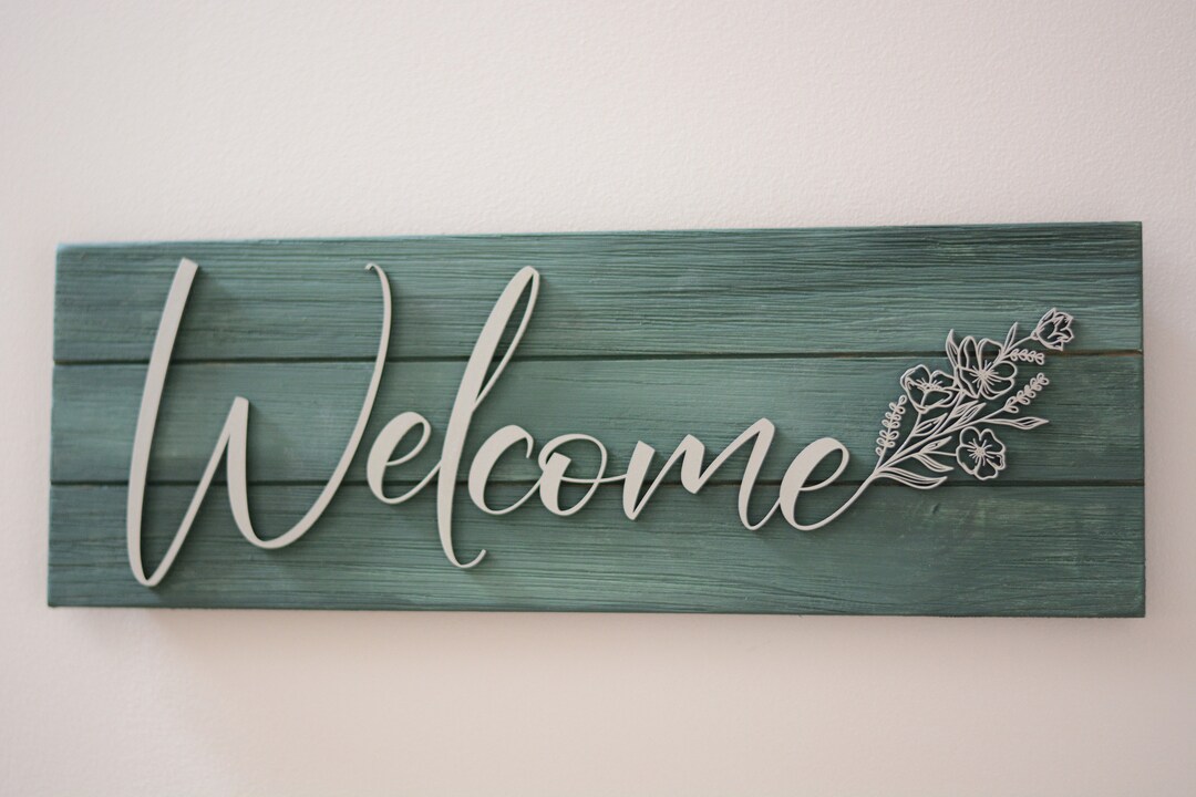 Minimalist Welcome Sign With Flowers - Etsy