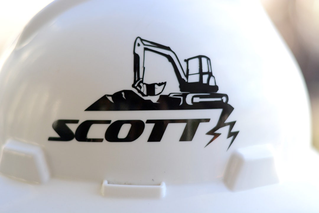 Custom Name Hardhat Decal Sticker Underground Lineman Excavator - Etsy
